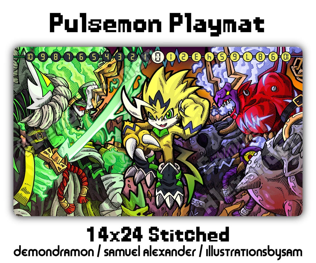 CLEARANCE Pulsemon Playmat - 14x24 Digimon Card Game DCG Stitched Edges ...