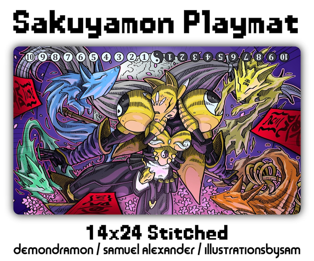 CLEARANCE Sakuyamon Playmat - 14x24 Digimon Card Game DCG Stitched ...