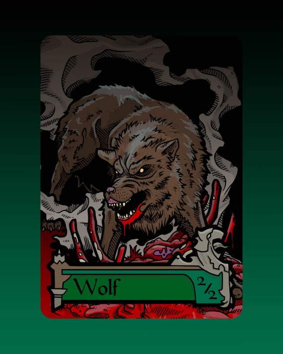 Wolf Token Custom MTG Magic the Gathering Innistrad Fantasy | Etsy