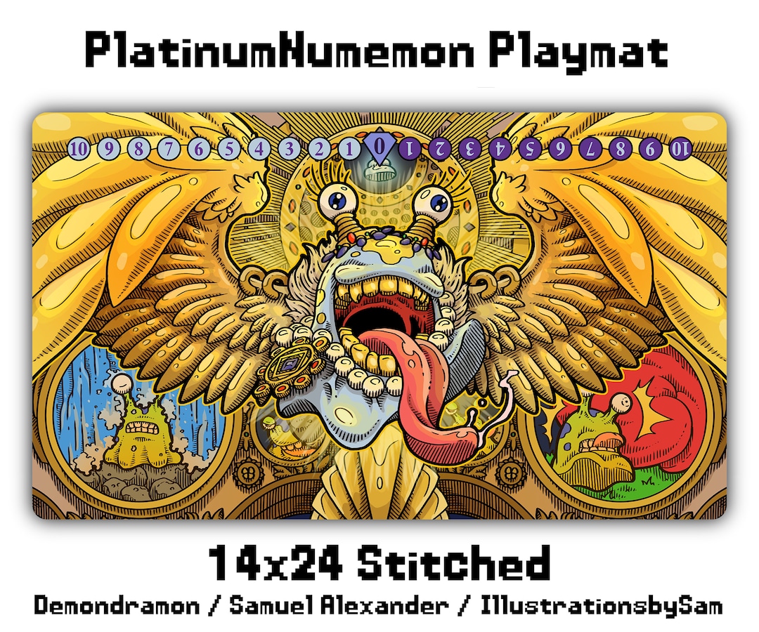 Platinumnumemon Playmat - 14x24 Digimon Card Game DCG Stitched Edges ...