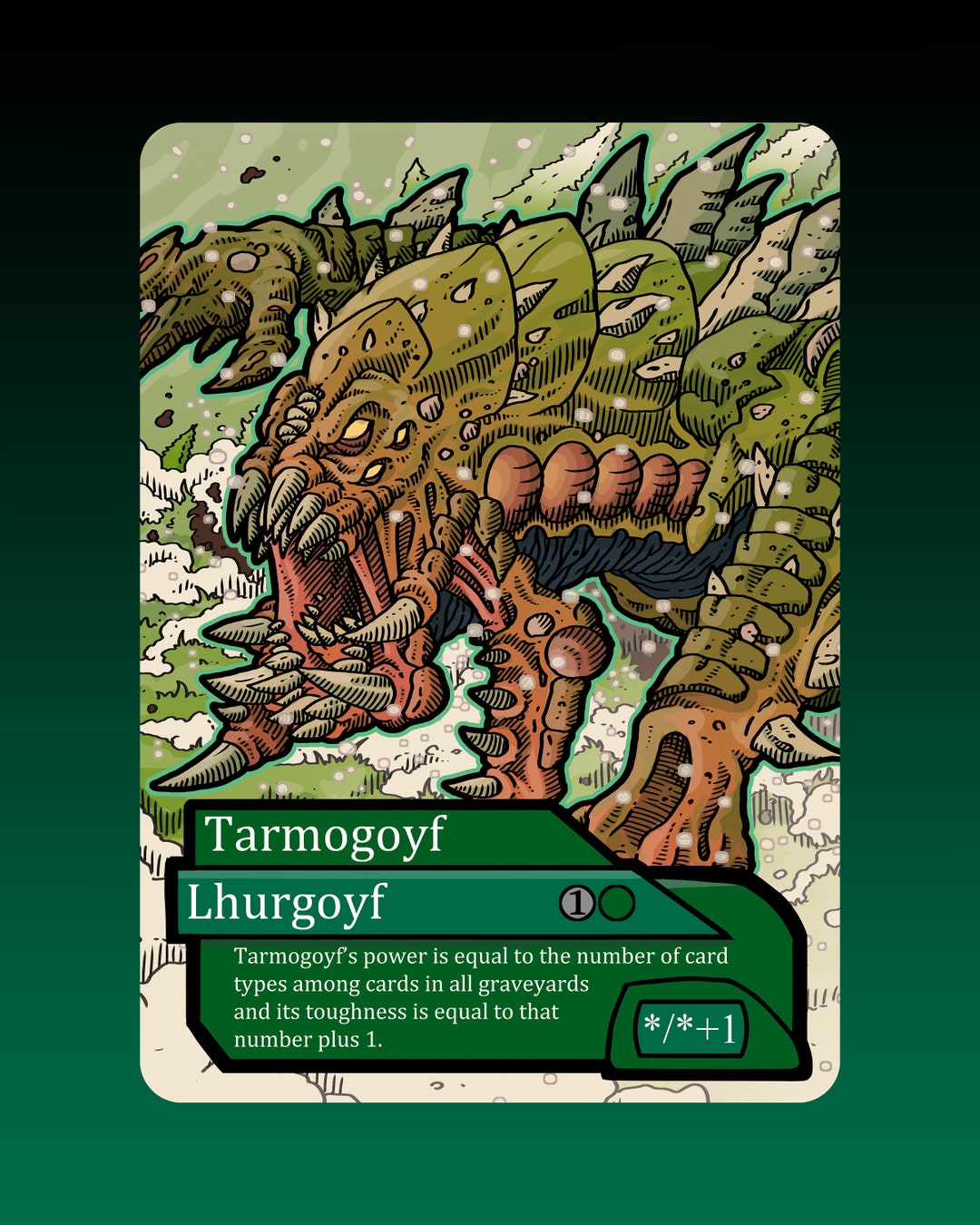Tarmogoyf Token Custom MTG Magic Gathering Fantasy Board Game Card ...