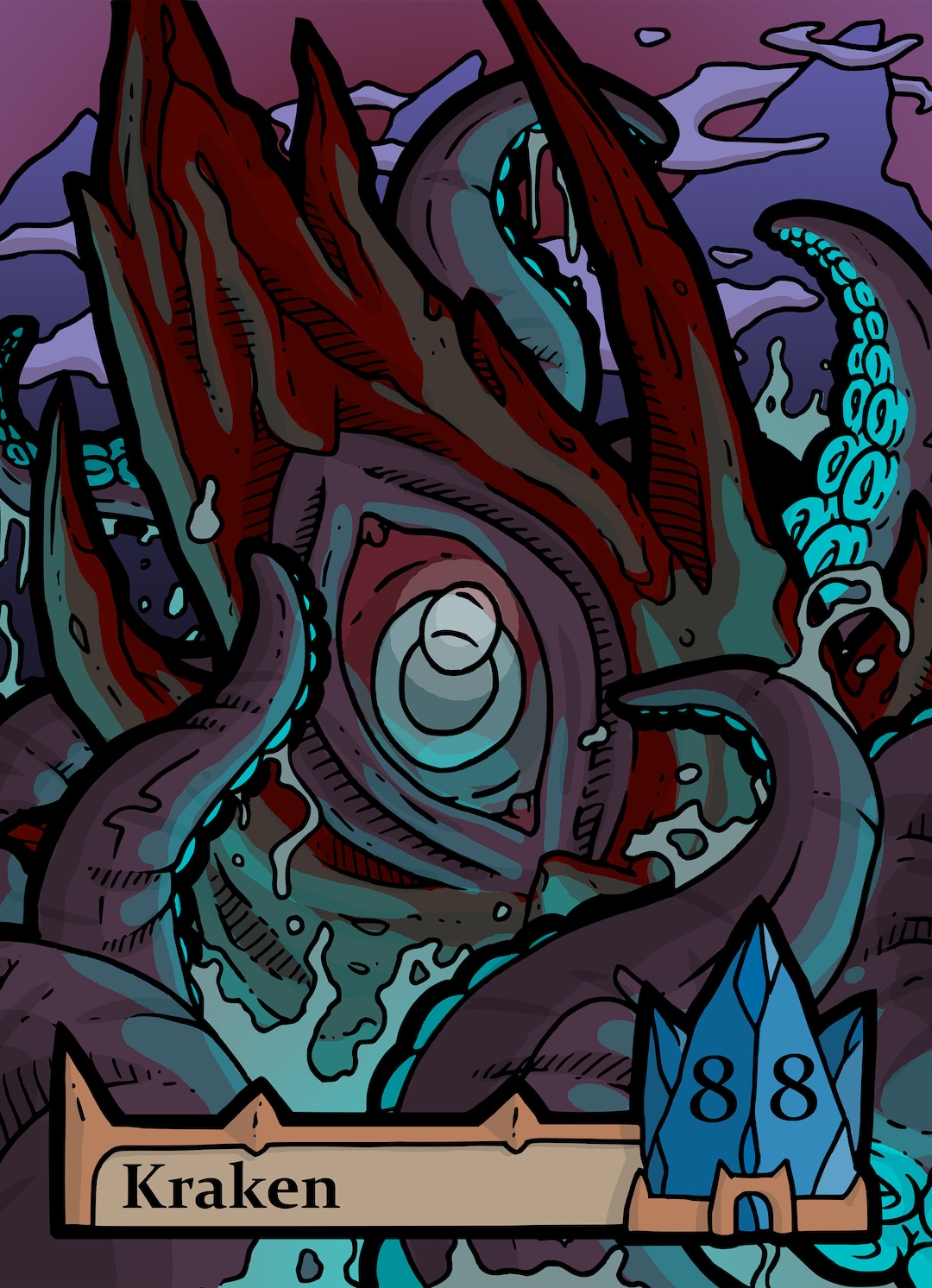 Kraken Token Custom Altered MTG Magic the Gathering Fantasy Board Game ...