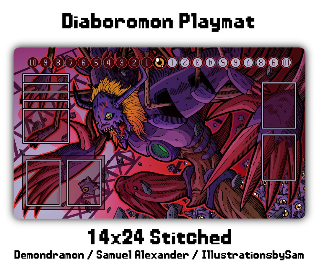 Diaboromon Playmat 14x24 Digimon Card Game DCG Stitched Edges Black ...