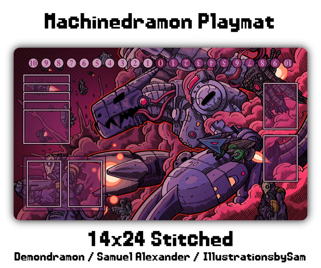 Machinedramon Playmat 14x24 Digimon Card Game DCG Stitched Edges Black ...