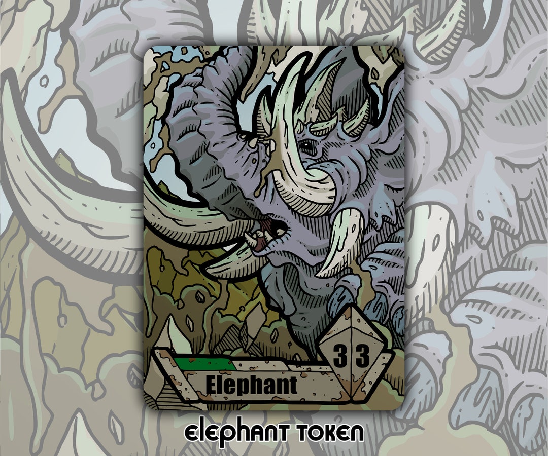 Elephant Token - Custom MTG Magic the Gathering Fantasy Board Game Card ...