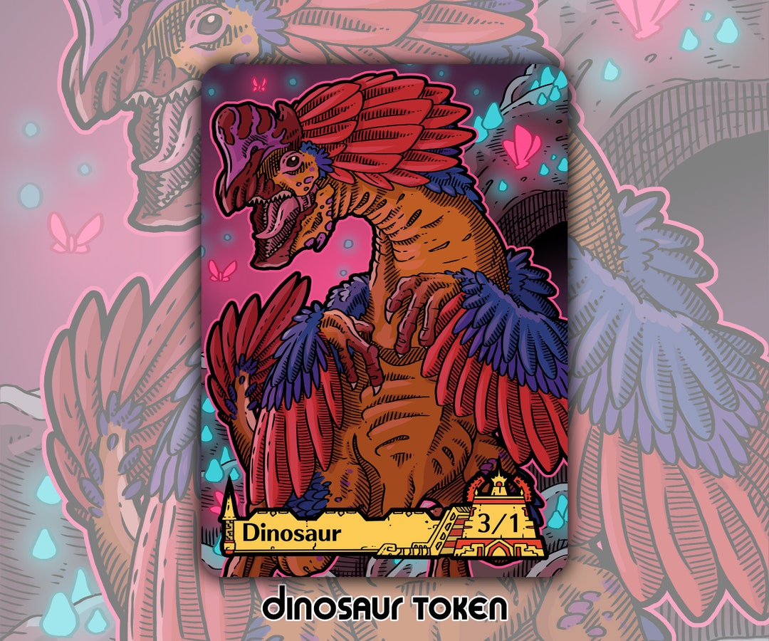 Dinosaur Token - Custom MTG Magic the Gathering Fantasy Board Game Card ...