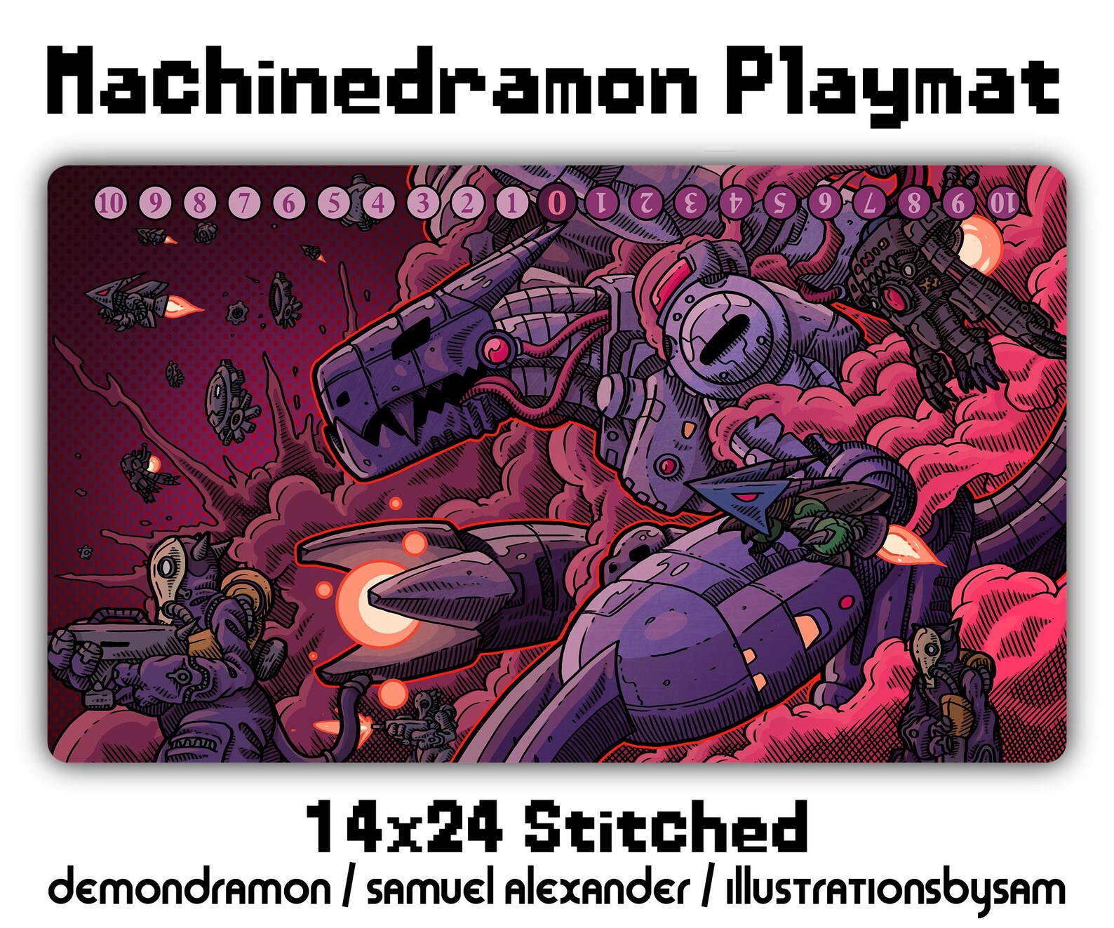 Machinedramon Playmat - 14x24 Digimon Card Game DCG Stitched Edges ...