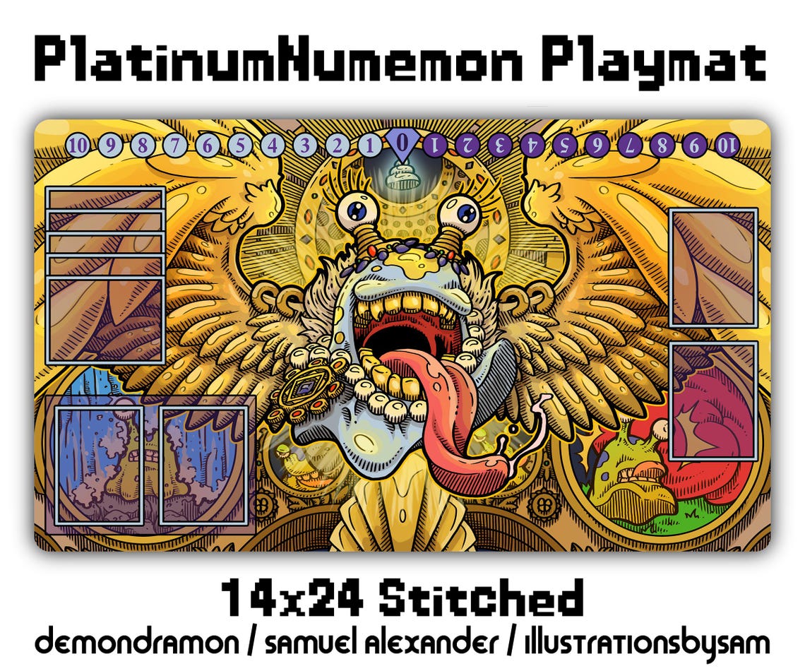 Platinumnumemon Playmat - 14x24 Digimon Card Game DCG Stitched Edges ...