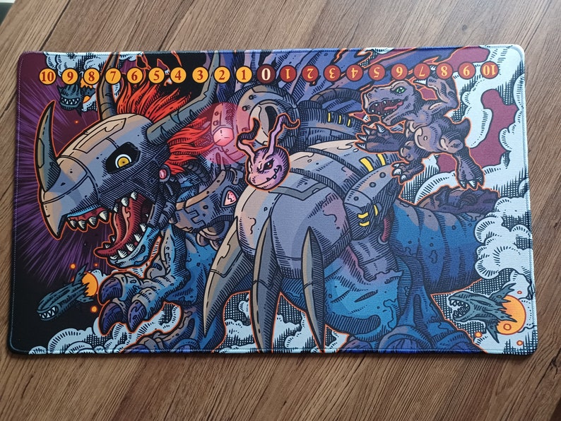 Metalgreymon Playmat - 14x24 Digimon Card Game DCG Stitched Edges Black ...