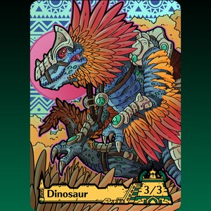 Dinosaur Token - Custom MTG Magic the Gathering Fantasy Board Game Card ...