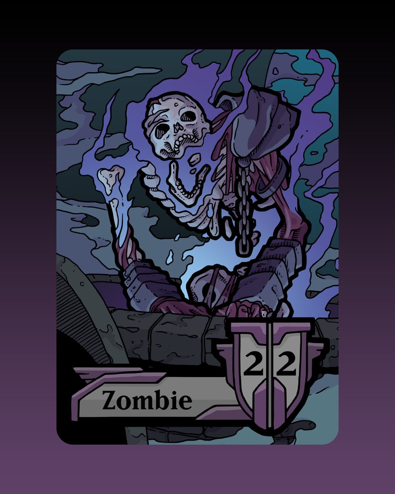 Zombie - Custom Token for Magic the Gathering Tormod Legends - Etsy