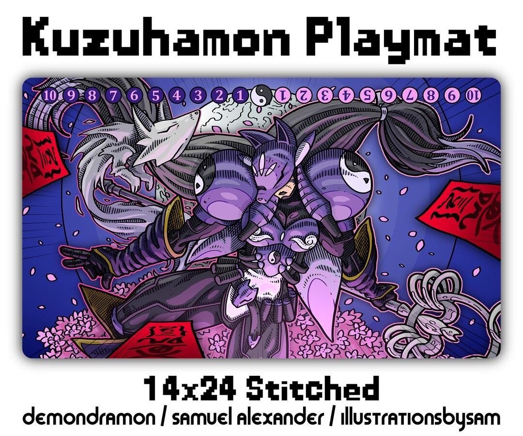 Kuzuhamon Playmat 14x24 Digimon Card Game DCG Stitched Edges Yellow ...