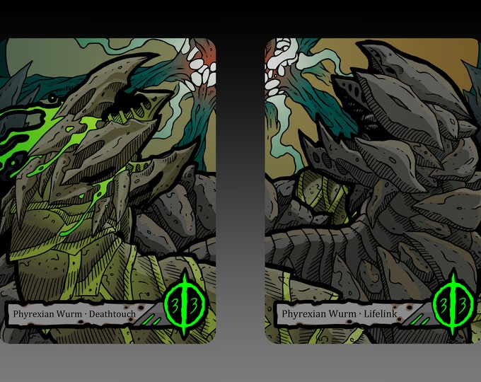 2 Wurm Tokens - Custom Altered MTG Magic the Gathering Fantasy Board ...