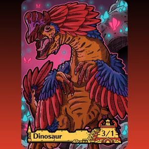 Dinosaur Token - Custom MTG Magic the Gathering Fantasy Board Game Card ...