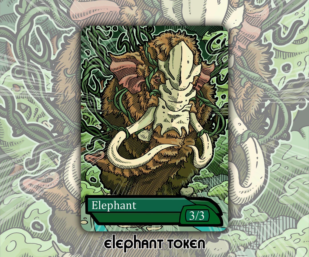Elephant Token - Custom MTG Magic the Gathering Fantasy Board Game Card ...