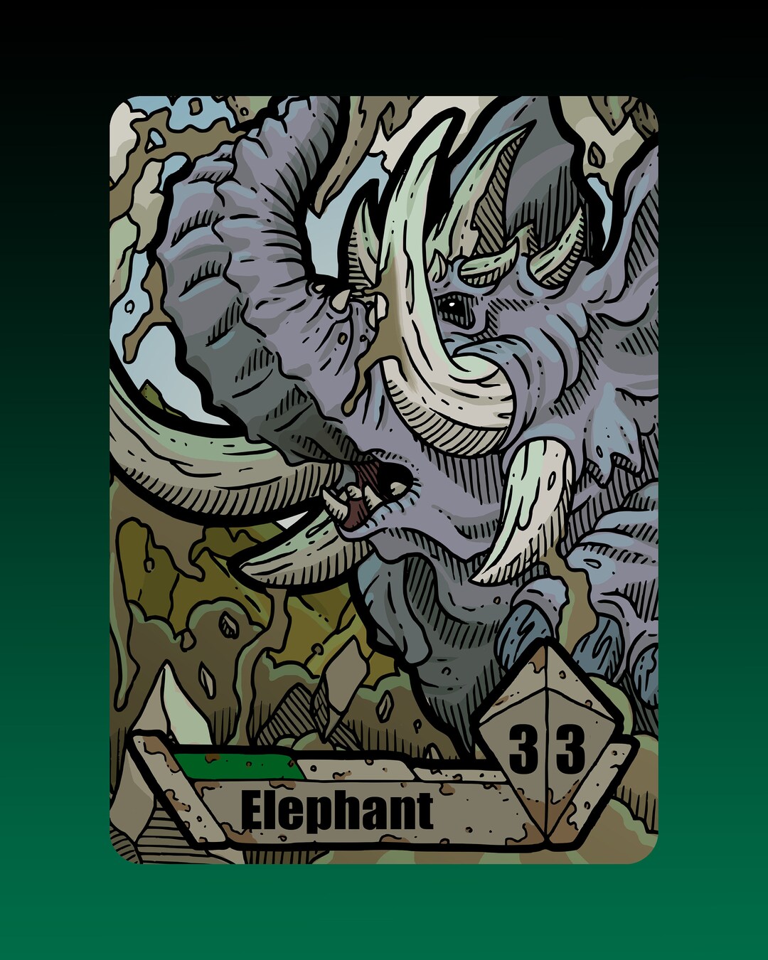 Elephant Token Custom MTG Magic the Gathering Fantasy Board Game Card ...