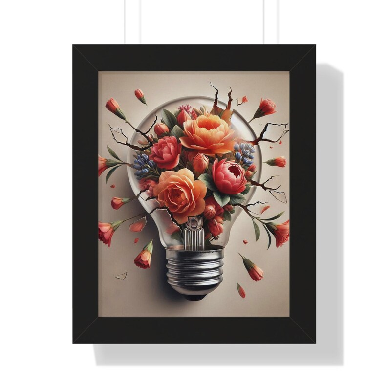 Floral Lightbulb Poster Art Inspirational Home Decor, Modern Wall Art ...