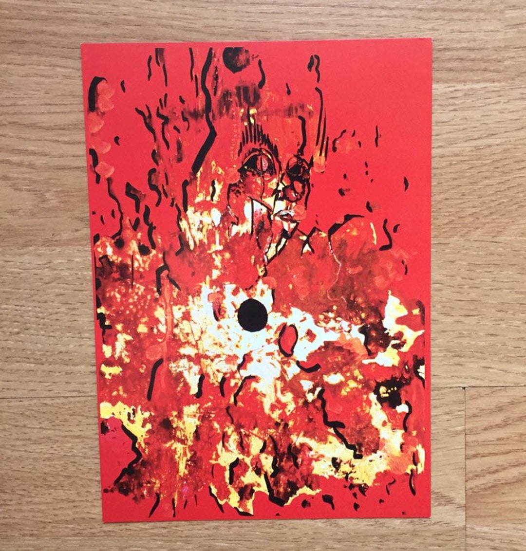 I AM BURNING Abstract Art Print Fire Self-portrait Art Red & Gold ...