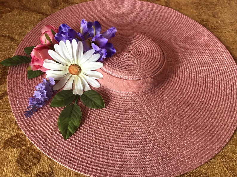 40s/50s Style Straw Cartwheel Pink Hat Polybraid - Etsy UK