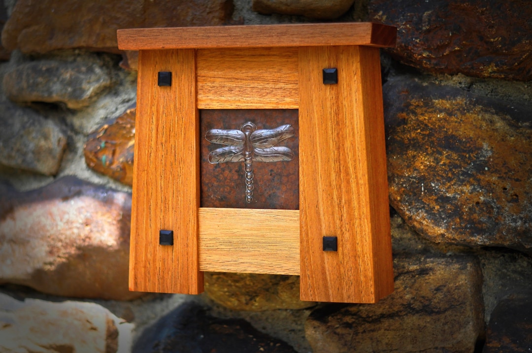 Mahogany Doorbell Cover: Arts and Crafts Style With Copper Dragonfly - Etsy
