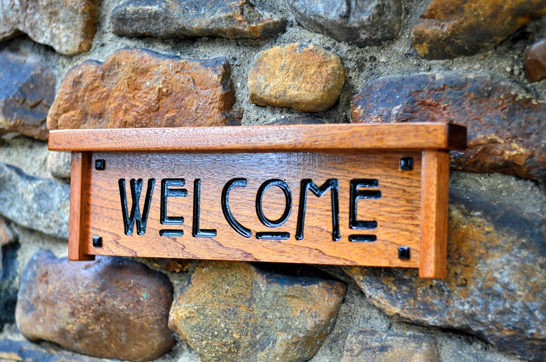 Craftsman Style Welcome Sign Greene and Greene Handmade Mahogany - Etsy