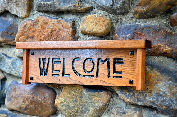 Craftsman Style Welcome Sign Greene and Greene Handmade - Etsy