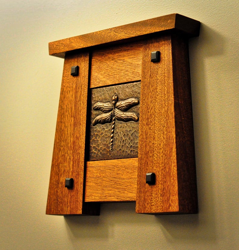 Craftsman Tile Frame With 4x4 Copper Dragonfly Tile Mission Style ...