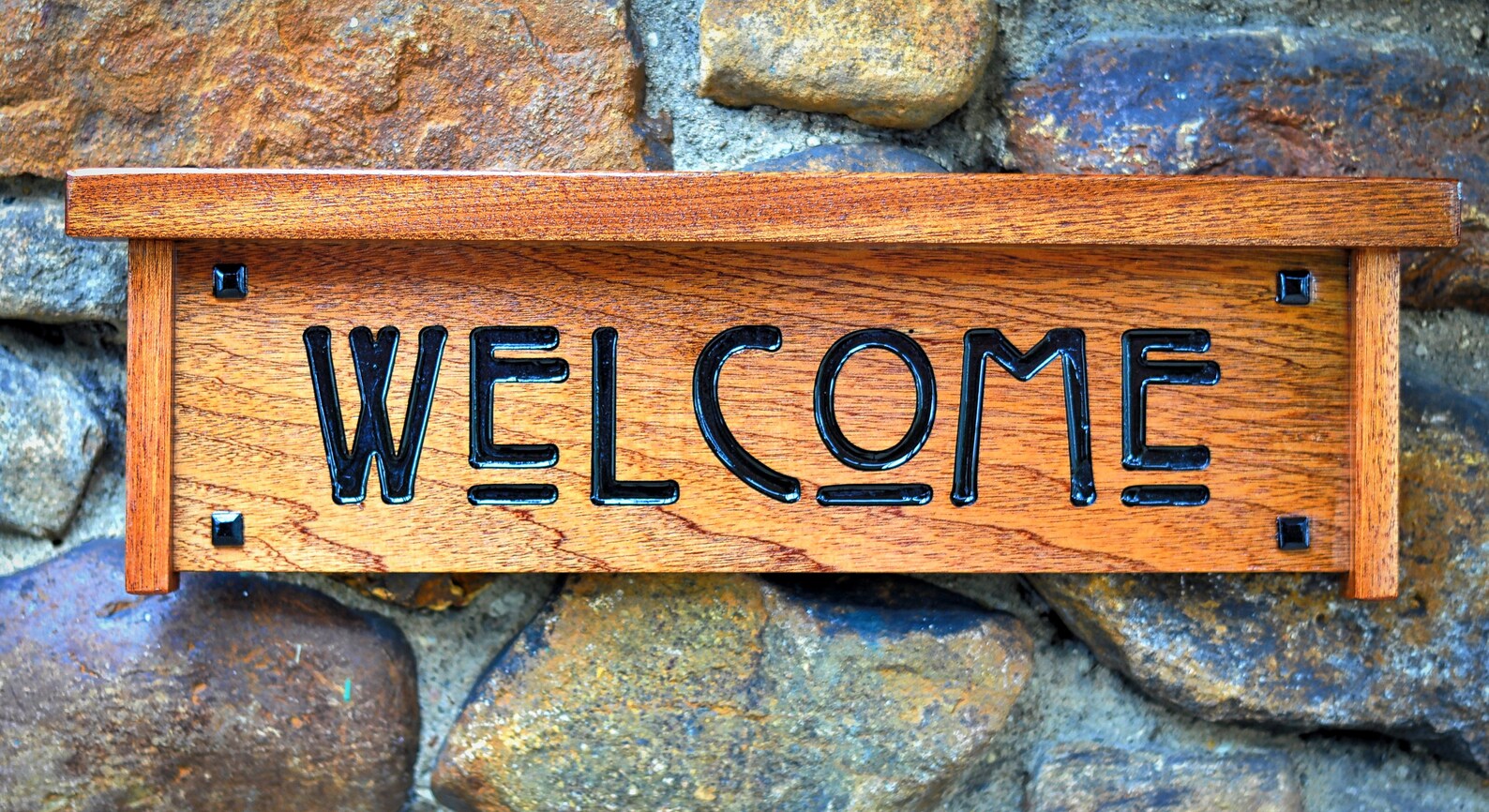 Craftsman Style Welcome Sign Greene and Greene Handmade Mahogany - Etsy