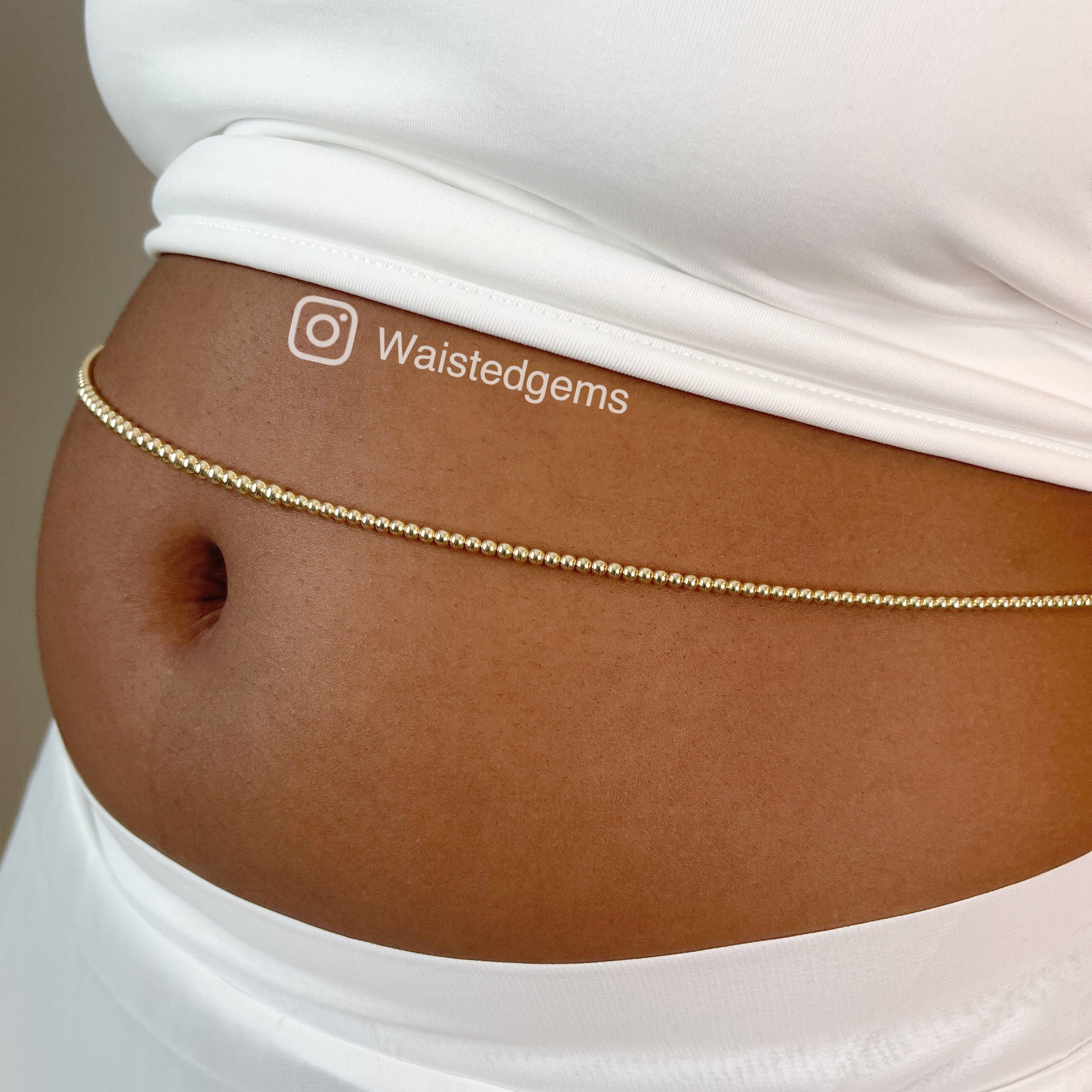 14k Yellow Gold Waist Beads Gold Belly Chain Plus Size Waist Bead Luxury Gold Waist Chain