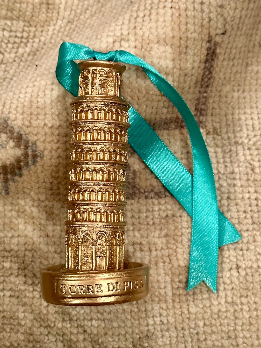 Hand Painted Gold Leaf Leaning Tower of Pisa Italy Travel Souvenir ...