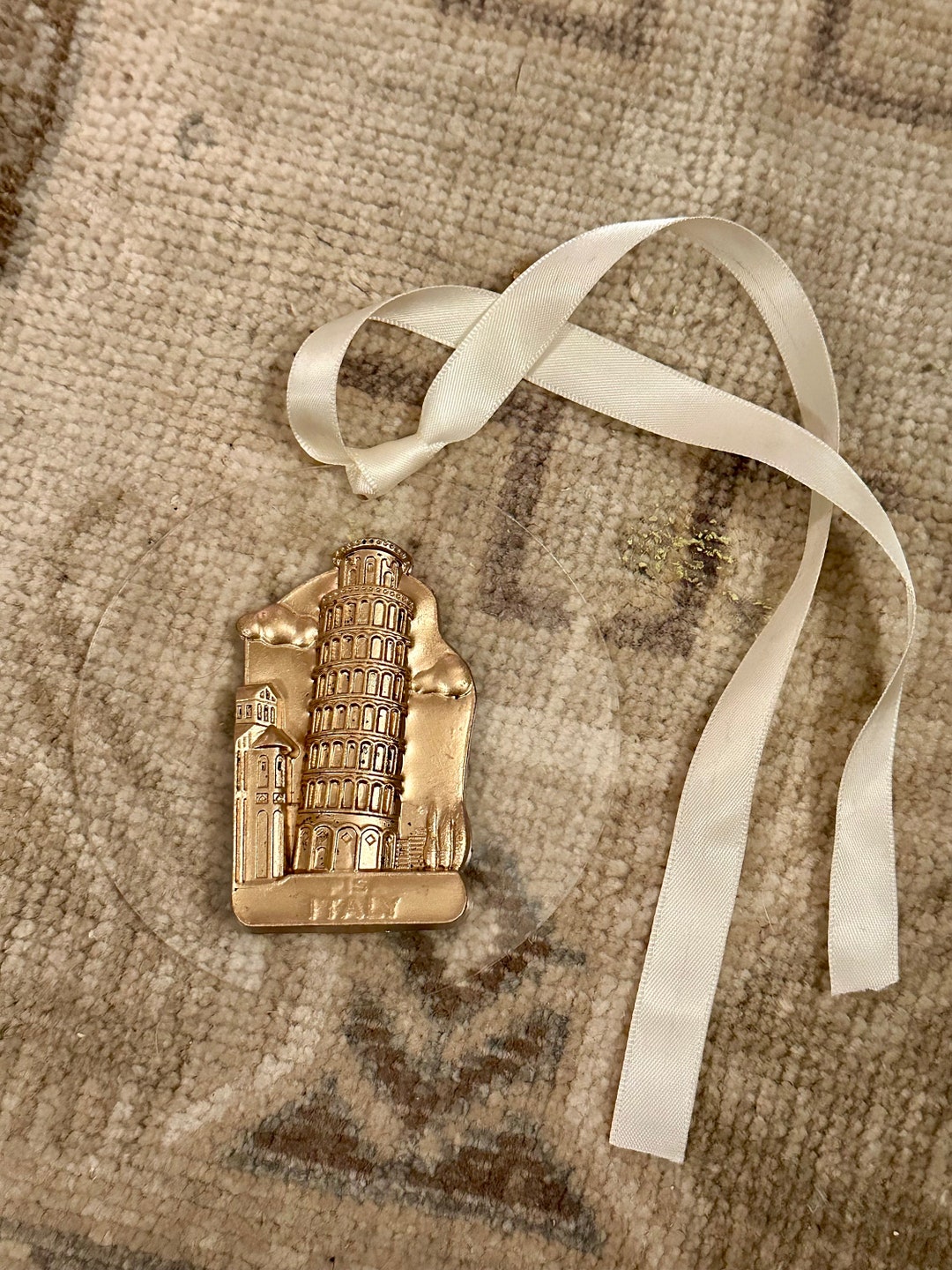 Hand Painted Gold Leaf Pisa Italy Leaning Tower Christmas Tree Travel ...