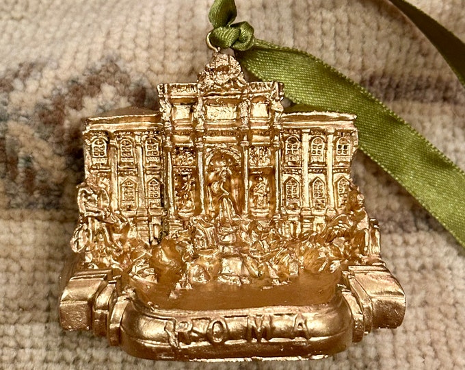 Hand Painted Gold Leaf Rome Roma Italy Trevi Fountain Travel Souvenir ...