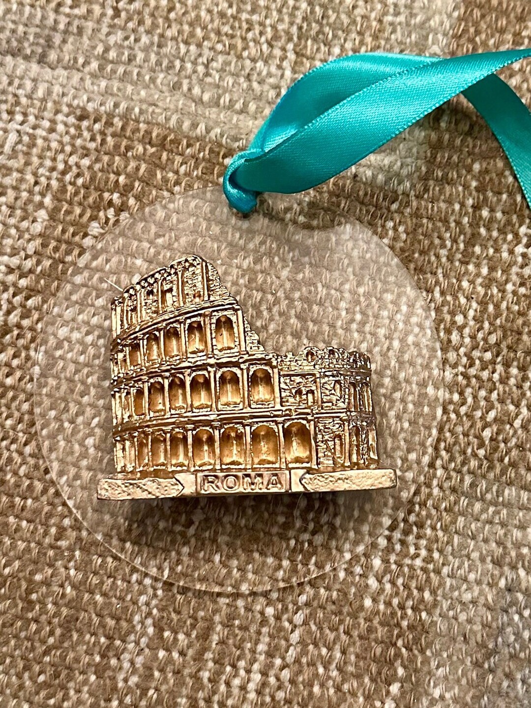 Hand Painted Gold Leaf Rome Roma Italy Coliseum Travel Souvenir Acrylic ...