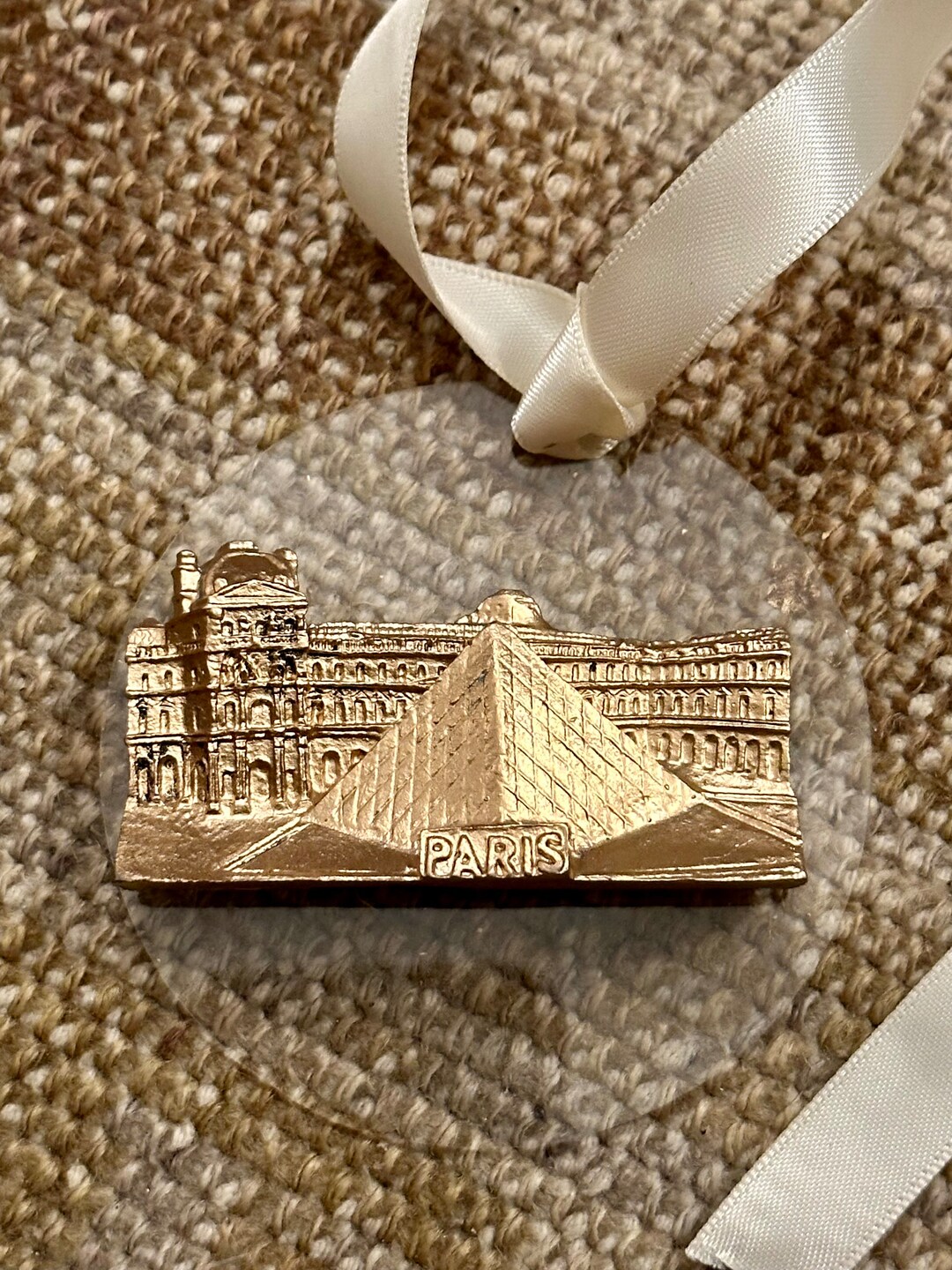 Hand Painted Gold Leaf Paris France French Louvre Art Museum Acrylic ...