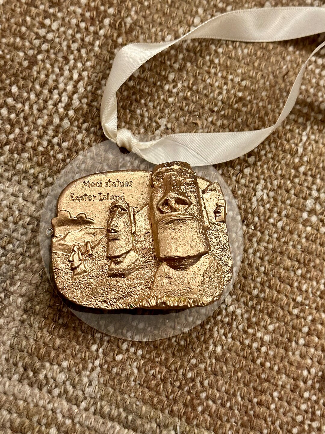 Hand Painted Gold Leaf Easter Island Moai Statues Christmas Tree Travel ...