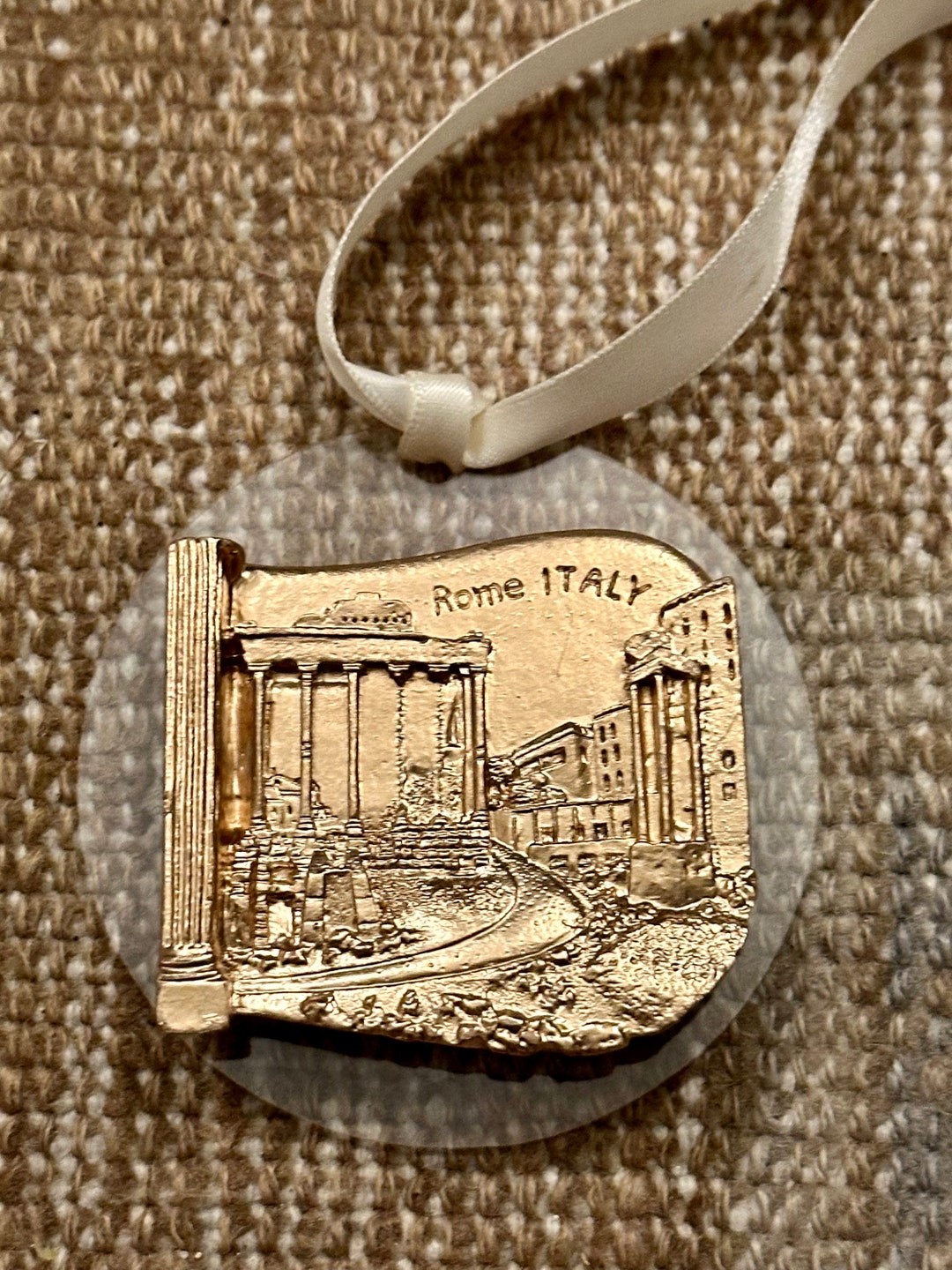 Hand Painted Gold Leaf Rome Roma Italy Roman Forum Ruins Acrylic Disc ...