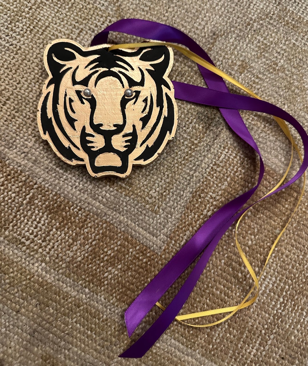 Large Hand Painted Gold Leaf Louisiana State University LSU Tiger ...