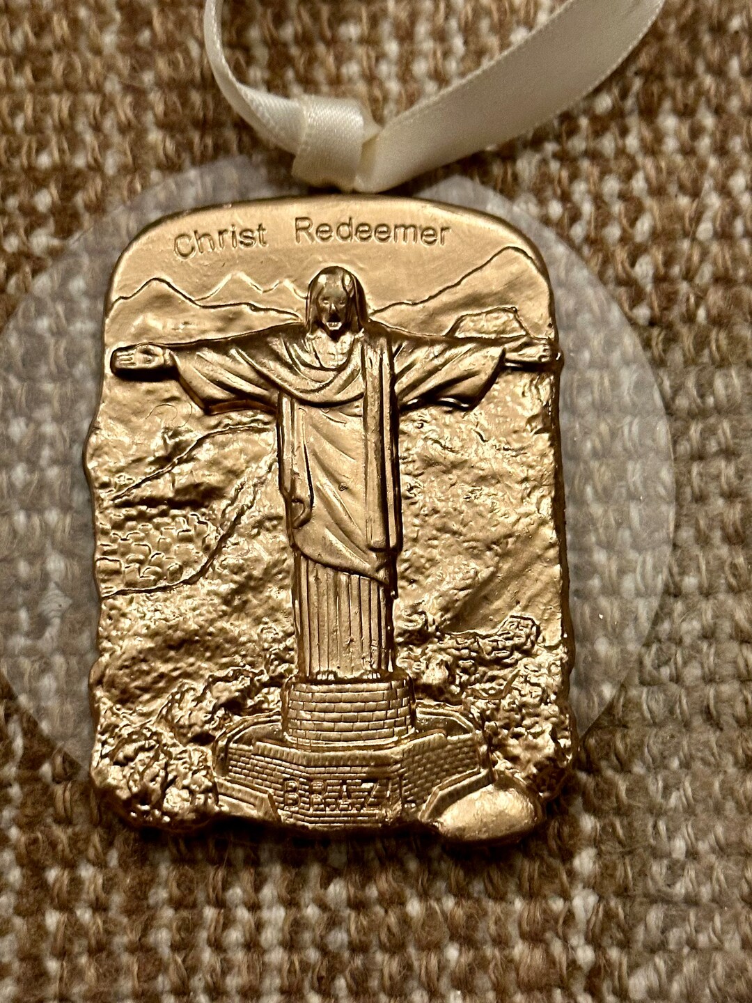 Hand Painted Gold Leaf Rio De Janiero Brazil Christ the Redeemer Statue ...