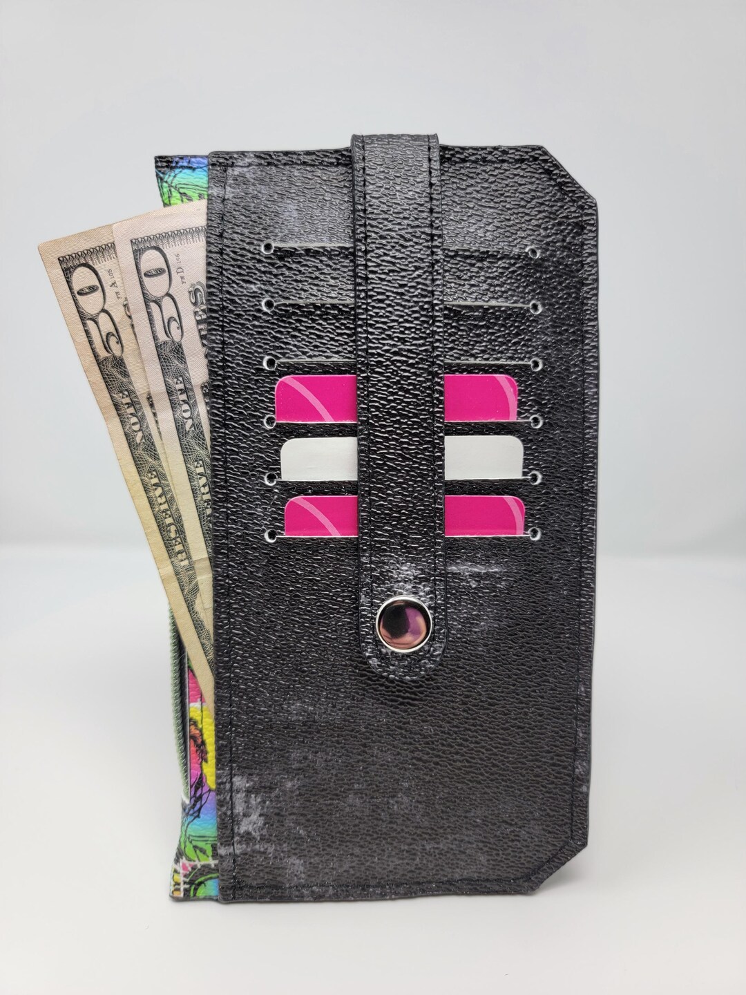 New Black & Neon Horror Themed Purse Pal Slim Compact Wallet Card ...