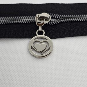 New Set of Chrome Silver Colored Nickel Colored #5 Nylon Heart Zipper ...