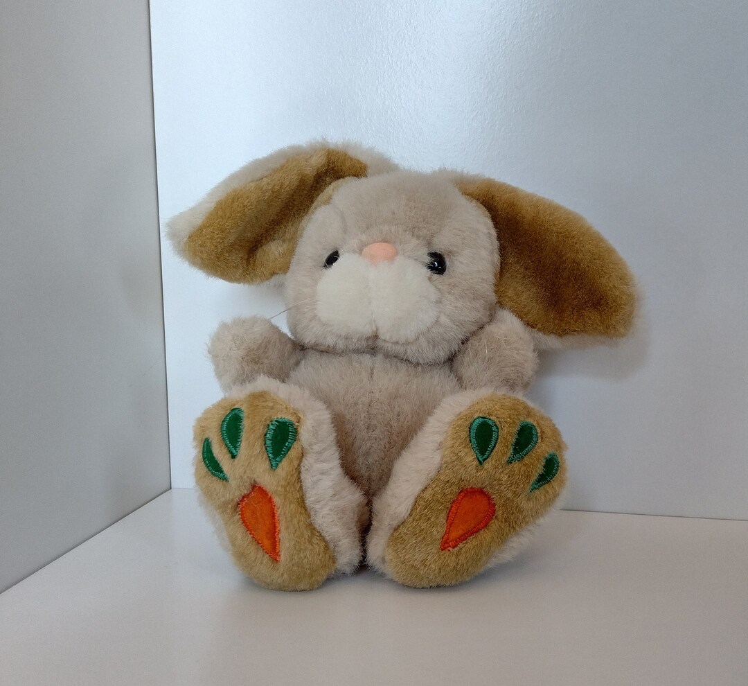 Vintage Plush Easter Bunny Rabbit Stuffed Animal Toy W/ Carrot Feet and ...