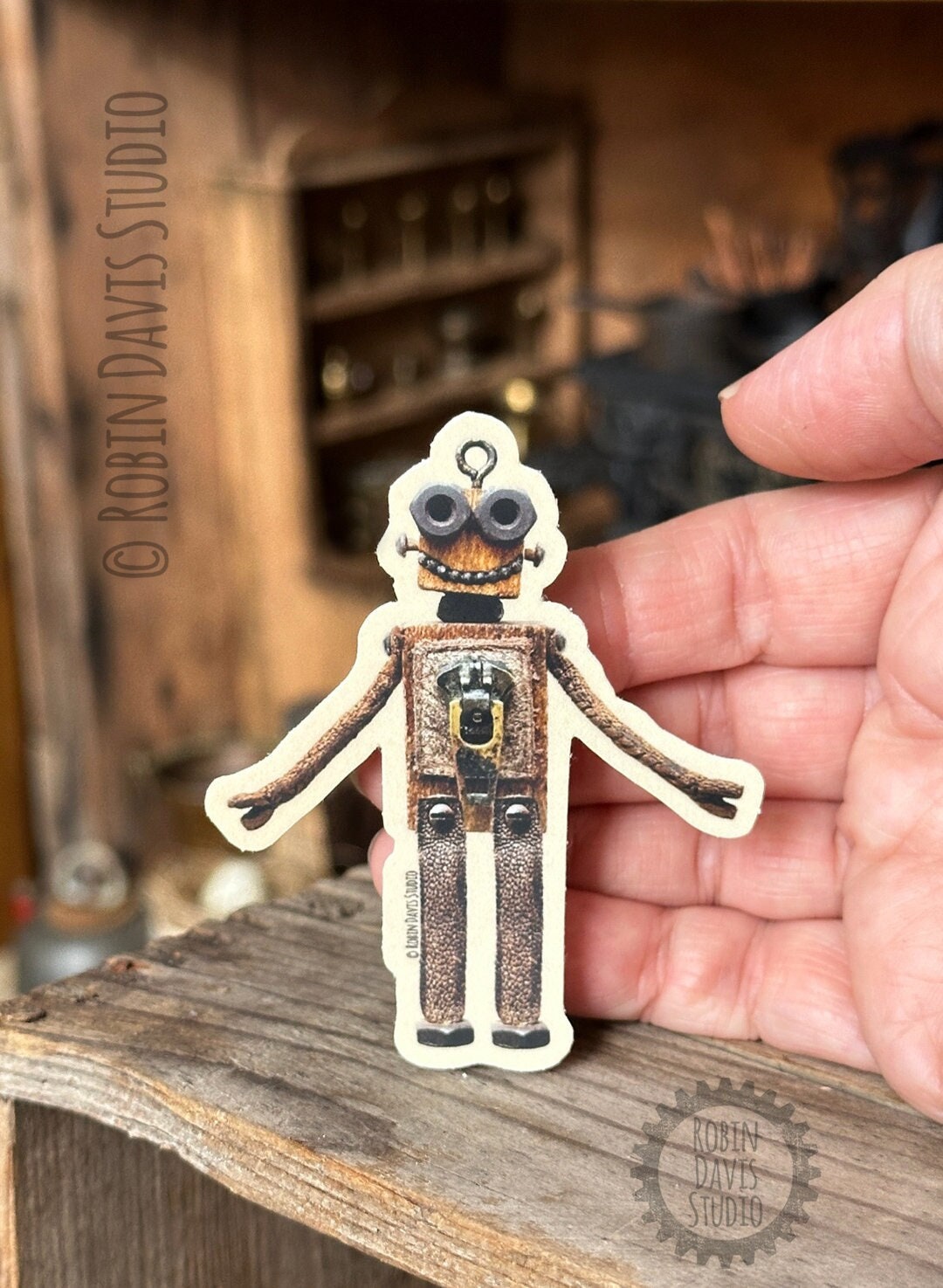 New Pocket Sticker by Robin Davis Studio, Magical Robot Sticker, Tiny ...
