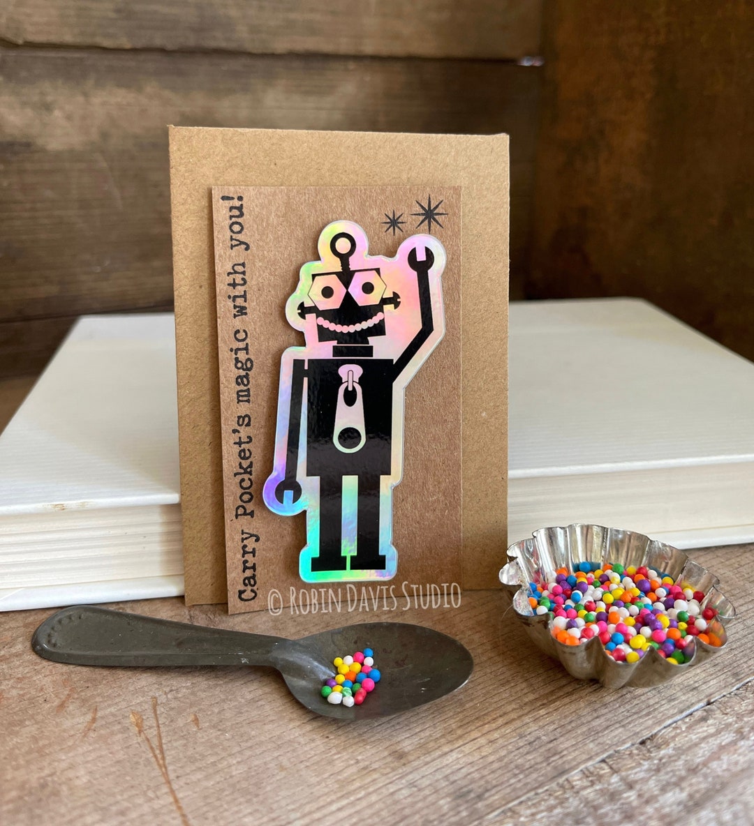 Robot Holographic Sticker, Robot Sticker, Robot Phone Decal, Robot ...