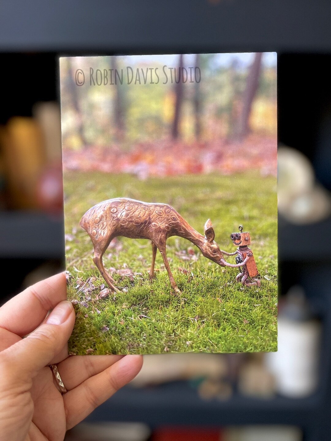 Magical Forest Card, Enchanted Forest Card, Tiny Robot Postcard, Robin ...
