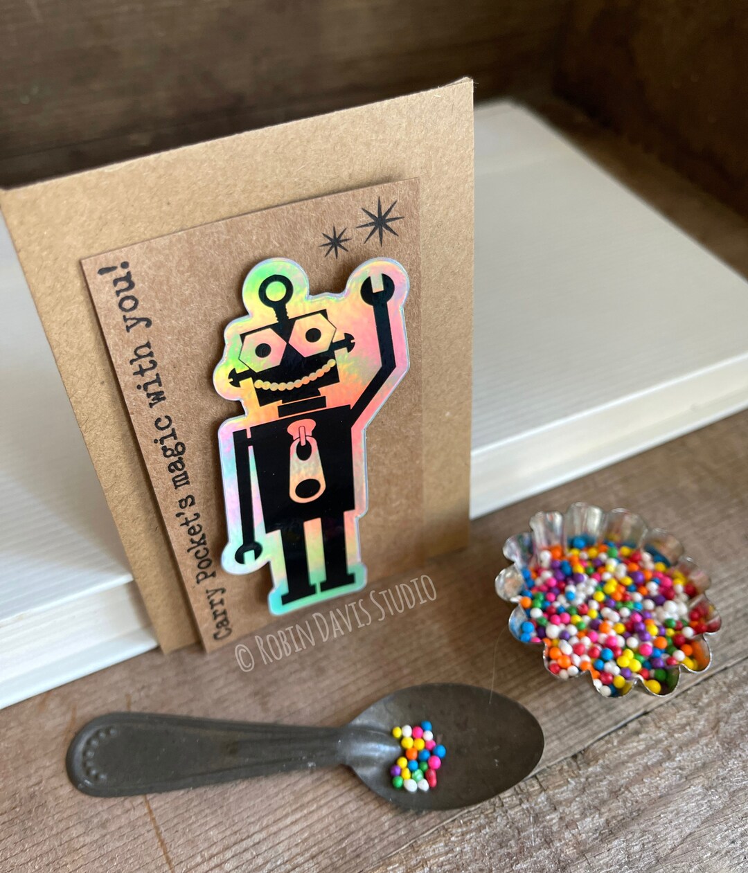 Robot Holographic Sticker, Robot Sticker, Robot Phone Decal, Robot ...