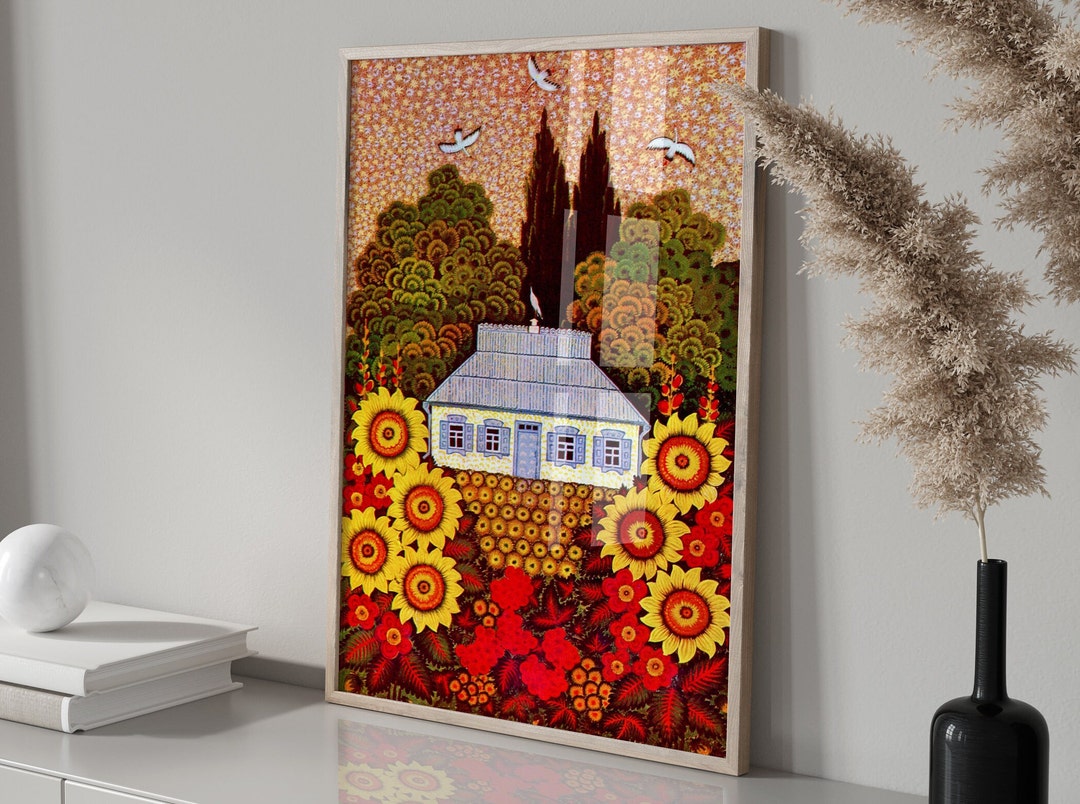 Country House Ukraine Wall Decor - Sunflower Vintage Instant Digital ...