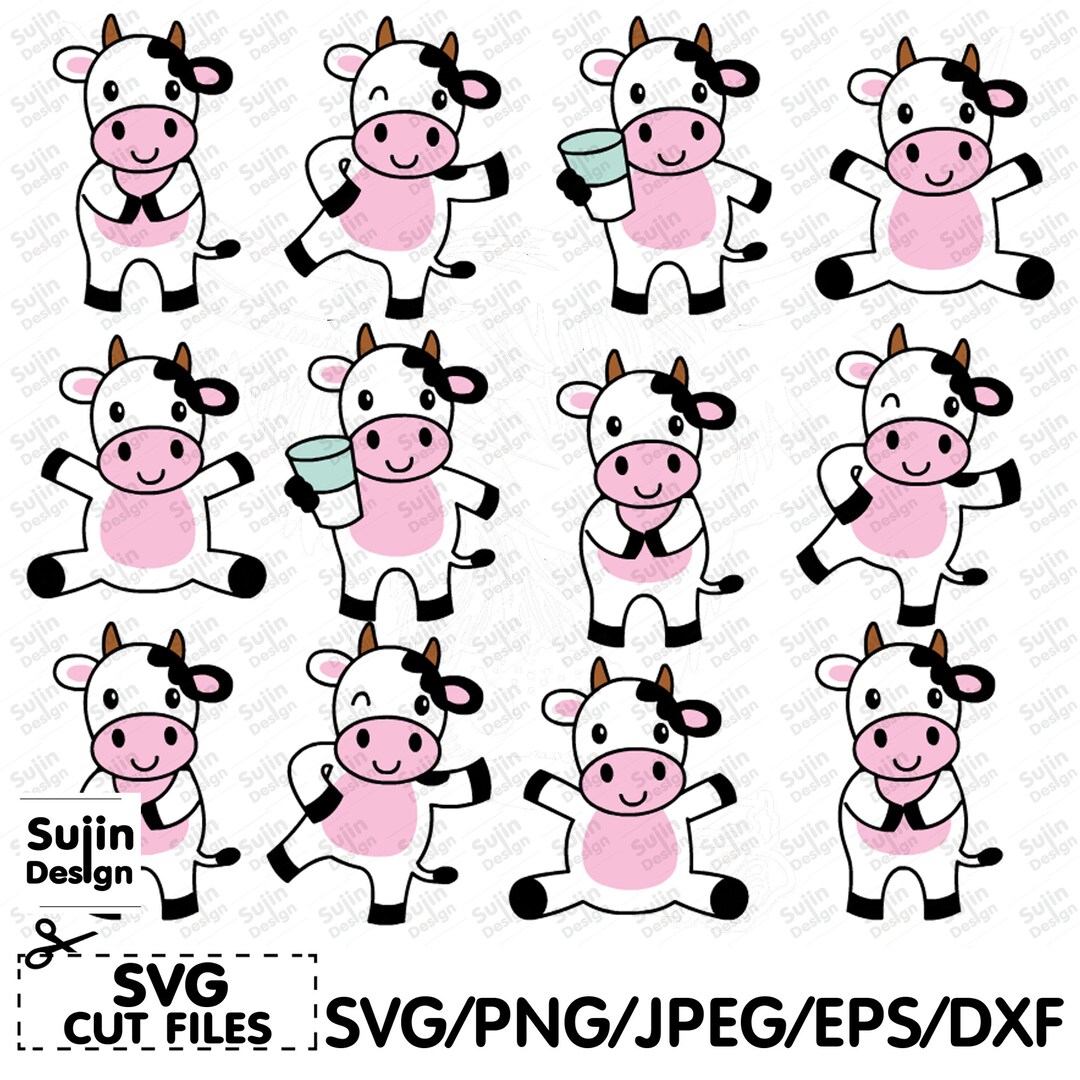 INSTANT Download. Cute Sitting Cow Cut Files and Clip Art. Personal and ...