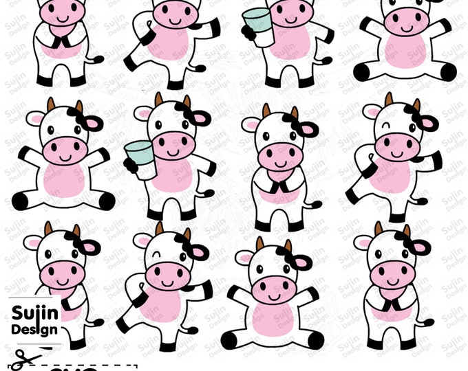 Baby Cow Monogram, Cute Cow Svg, Cow Print Svg, Layered Cow Svg, Kids ...