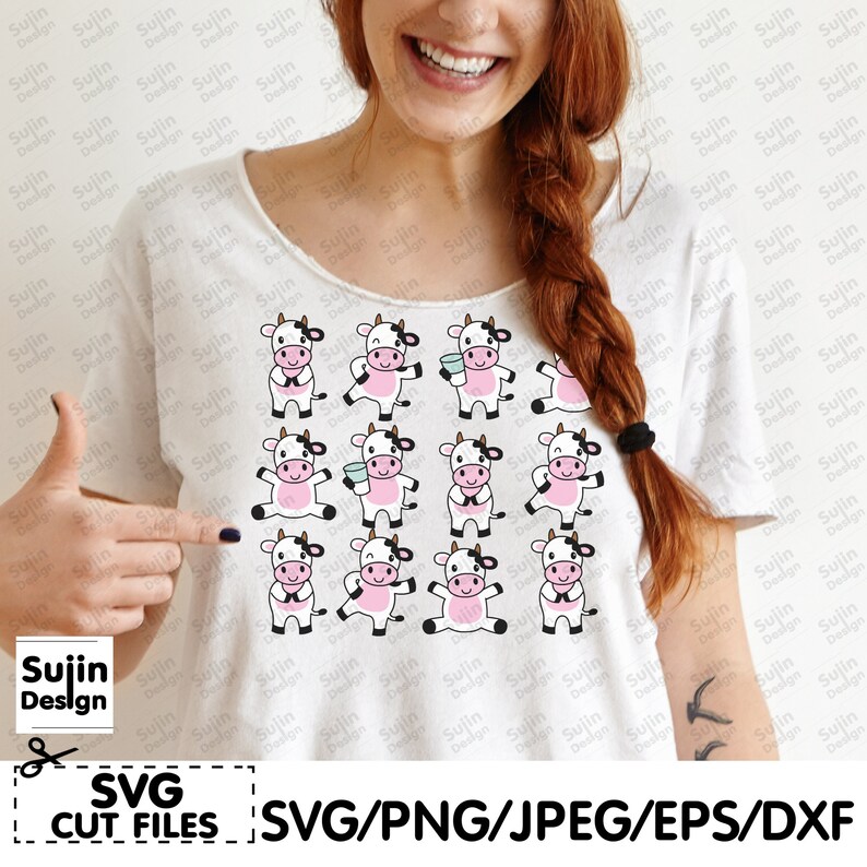 INSTANT Download. Cute Sitting Cow Cut Files and Clip Art. Personal and ...