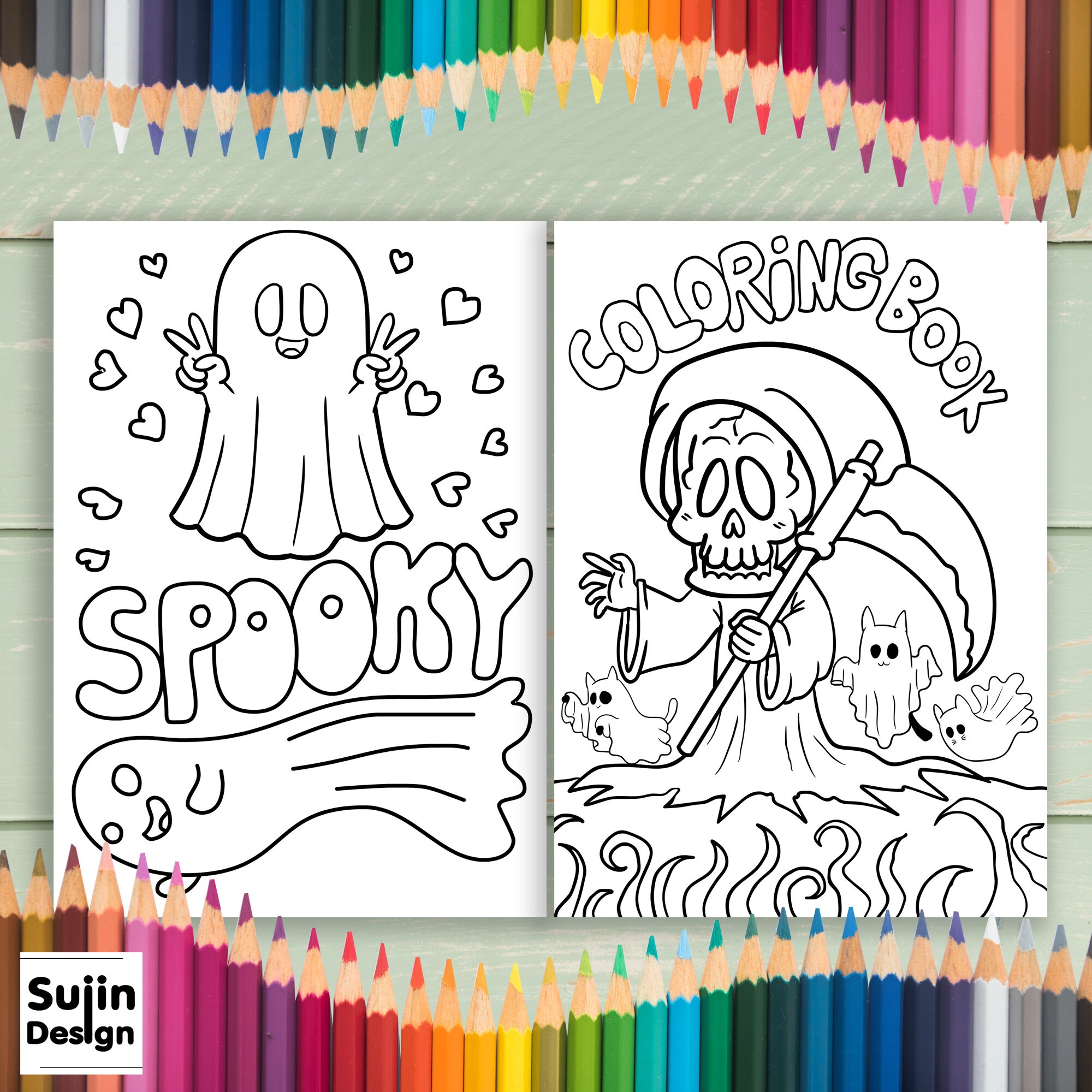 Kawaii Halloween Coloring Pages 30 Pages Cute Halloween - Etsy